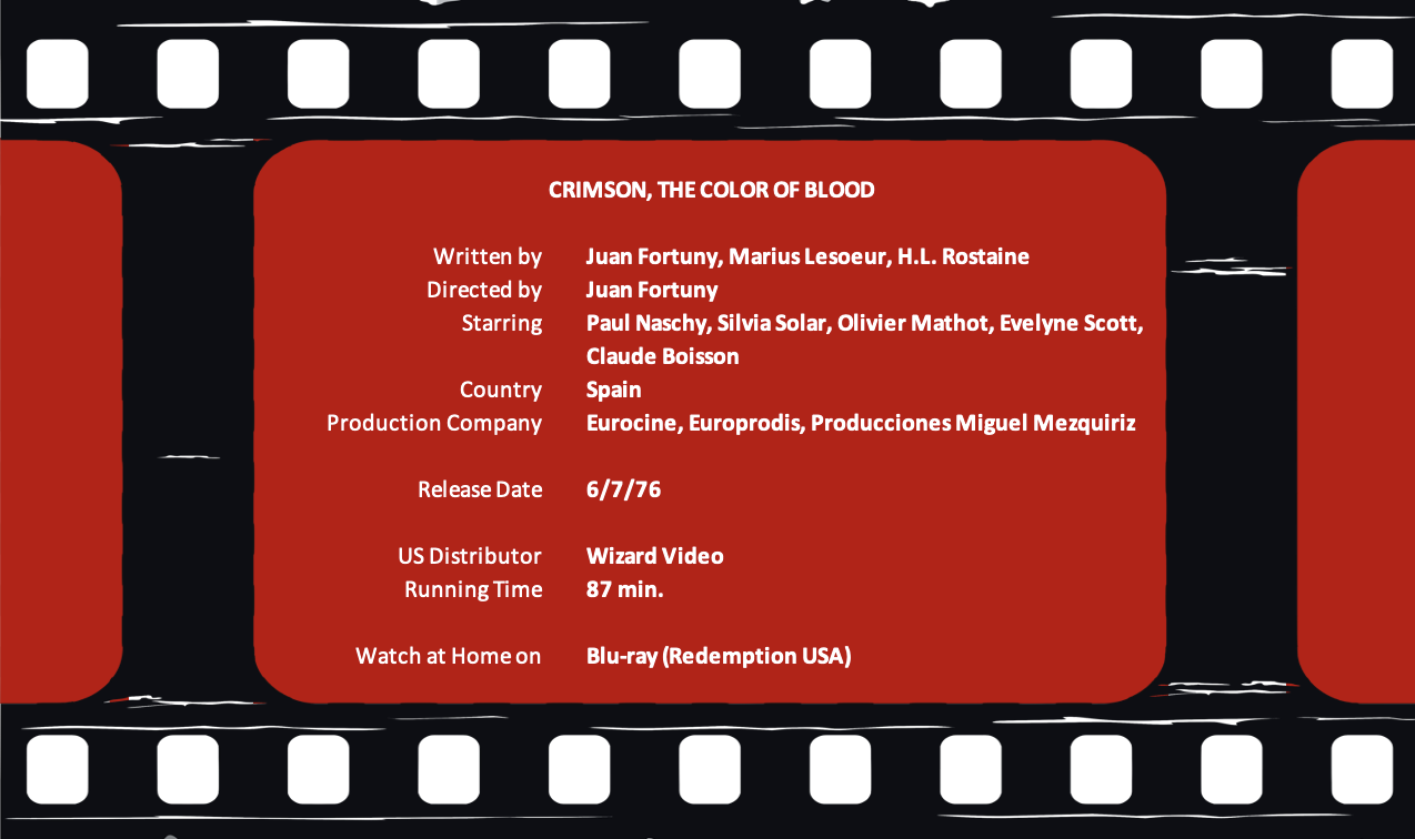 Crimson, the Color of Blood (1973) – Classic Horrors Club