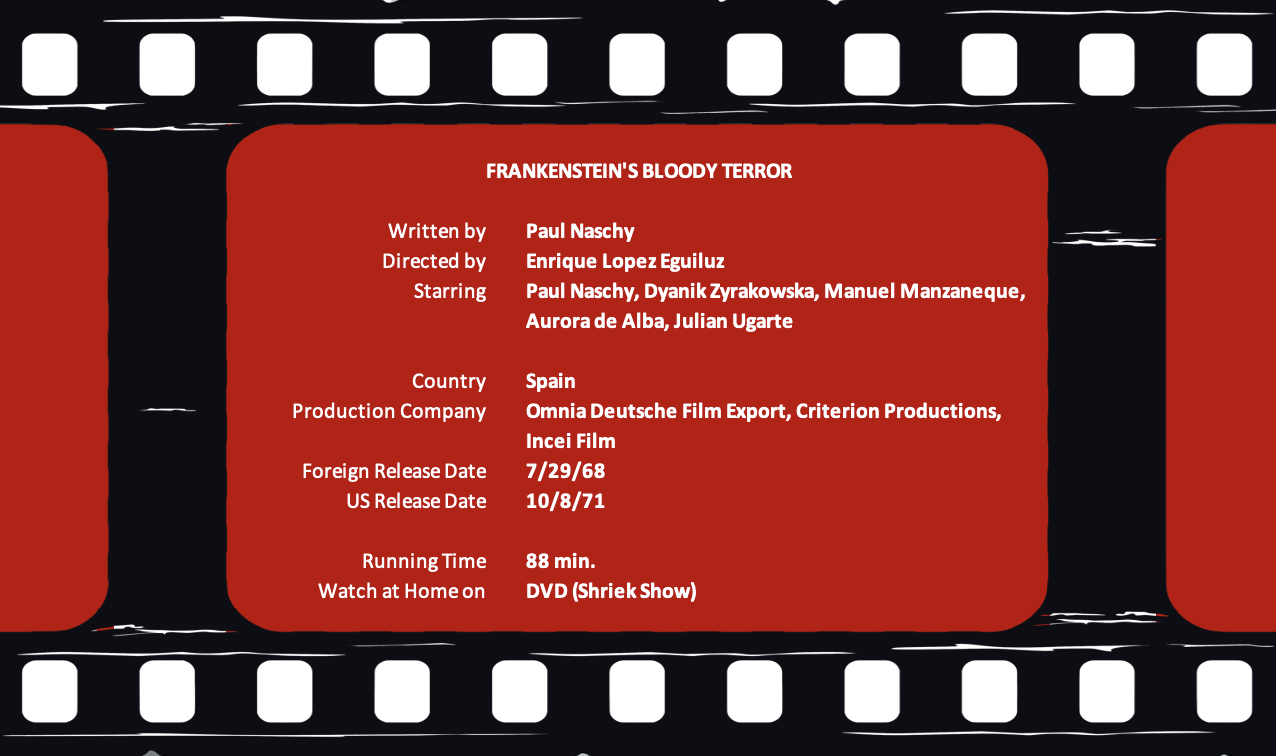 Frankenstein’s Bloody Terror (1968) – Classic Horrors Club