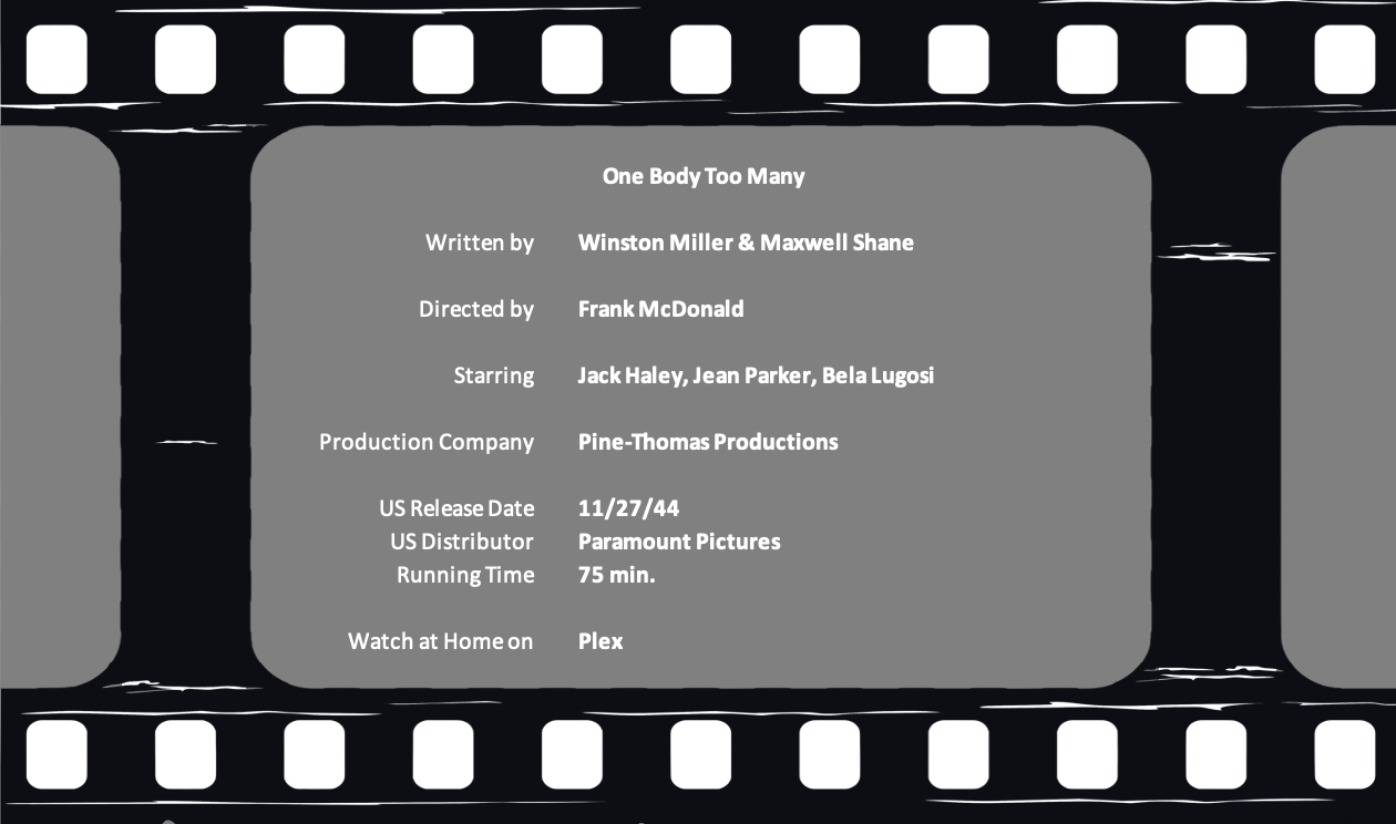 CTH24: One Body Too Many (1944) – Classic Horrors Club